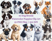 40 Dog Clipart PNG Watercolor Clipart Dog Bundle PNG Puppy - Etsy