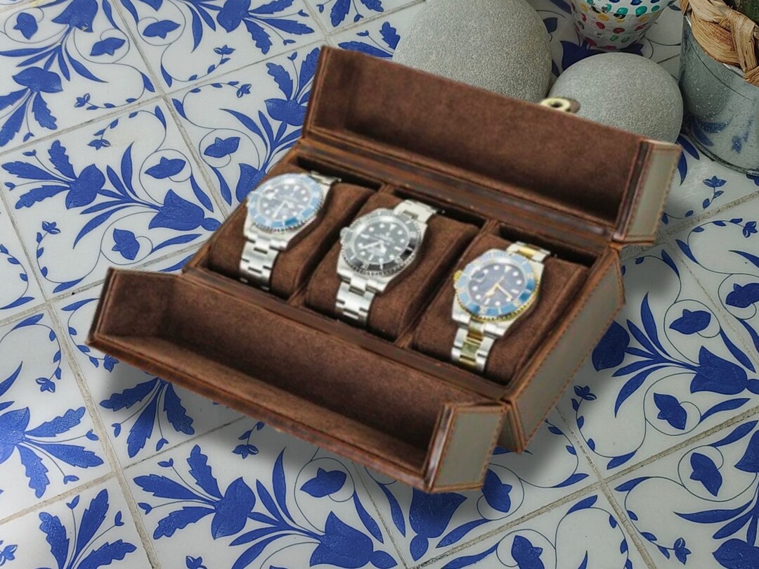 Personalized Engraving Custom Cowhide Leather Watch Case Box Organizer ...