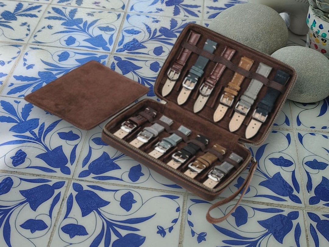 Personalized Engraving Cowhide Leather Watch Bands Storage Case Box ...