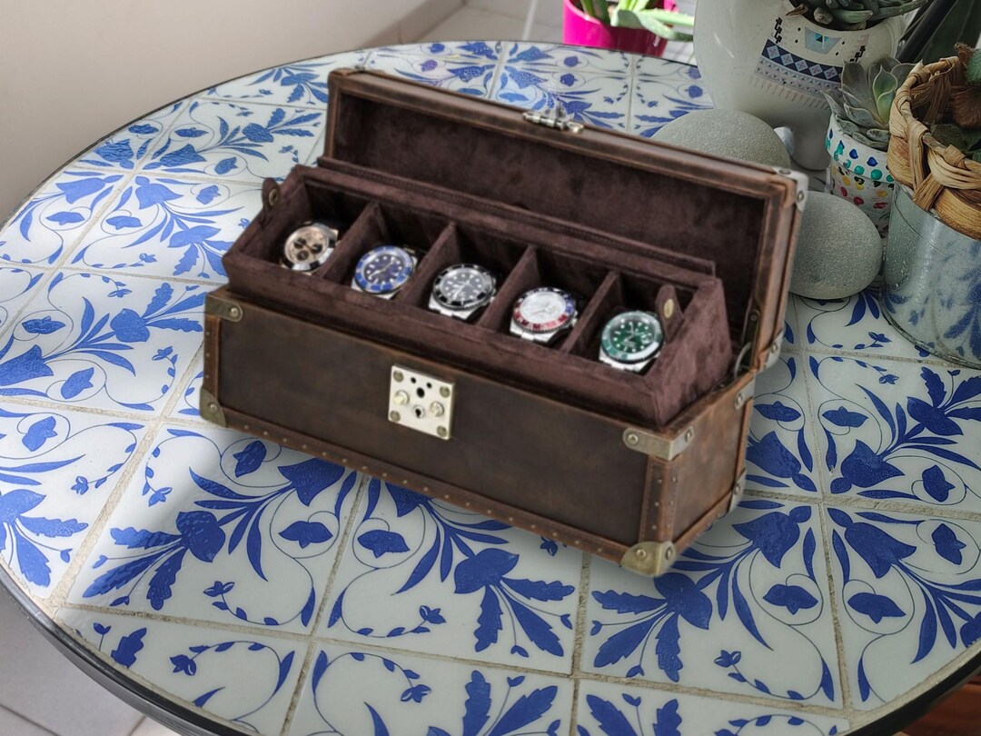 Personalized Engraving Cowhide Leather Luxury Watch Case Organizer ...