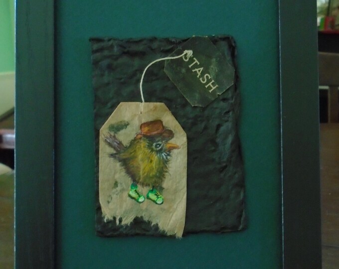 Hand Painted Original Tea Bag Watercolor, Sweet Birdie - Etsy