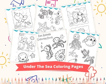 PRINTABLE Under the Sea Coloring Pages Sea Animals Ocean - Etsy