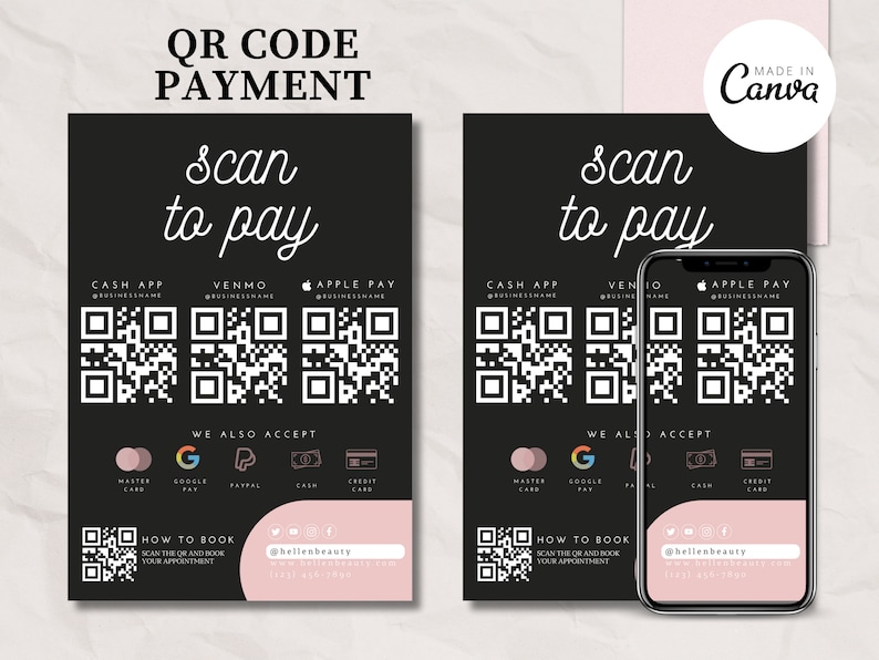 QR Code QR Codes Sign QR Code Sign Business Scan to Pay - Etsy New Zealand