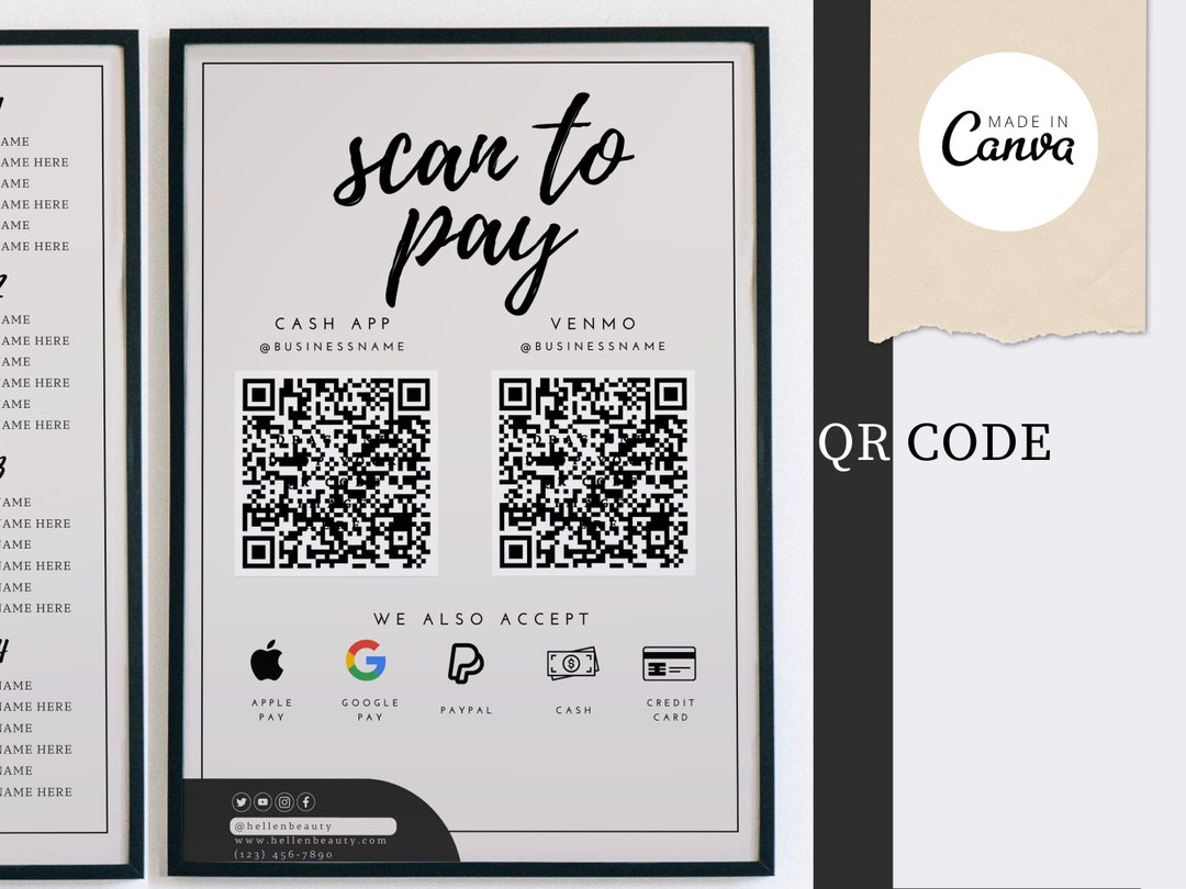 QR Code QR Codes Sign QR Code Sign Business Scan to Pay - Etsy Israel