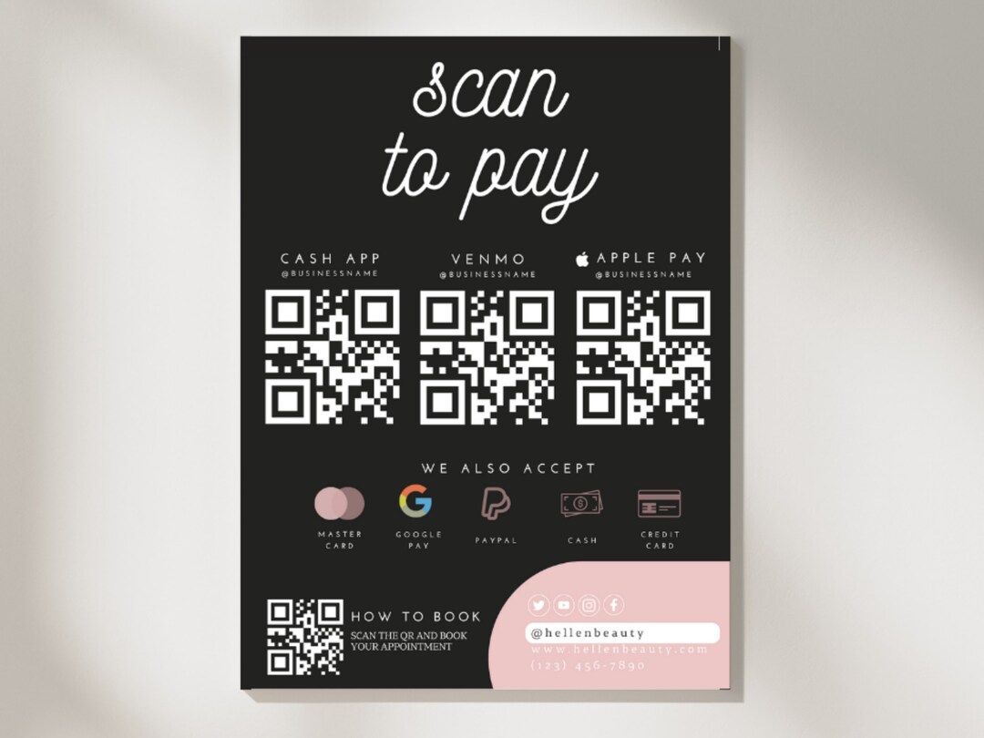 QR Code QR Codes Sign QR Code Sign Business Scan to Pay - Etsy New Zealand