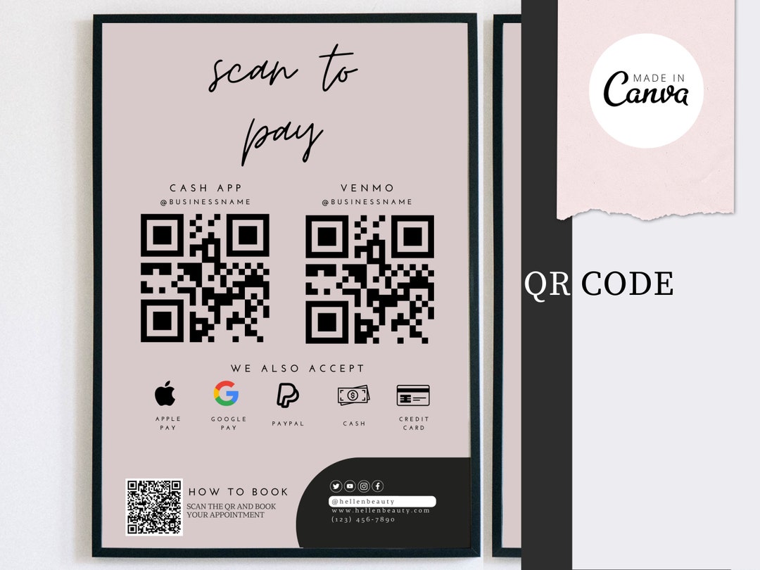 QR Code QR Codes Sign QR Code Sign Business Scan to Pay - Etsy Denmark