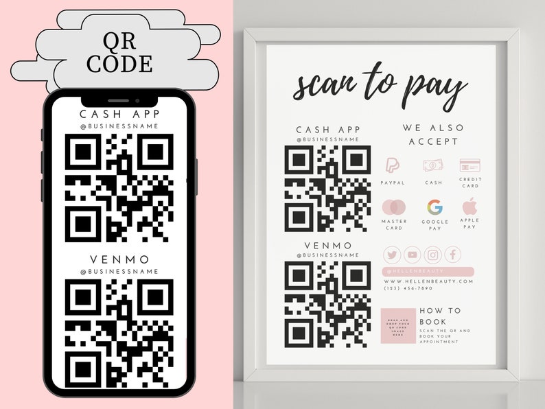 QR Code QR Codes Sign QR Code Sign Business Scan to Pay - Etsy