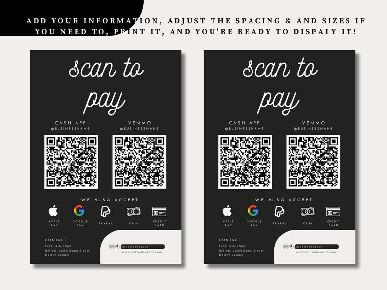 QR Code QR Codes Sign QR Code Sign Business Scan to Pay - Etsy