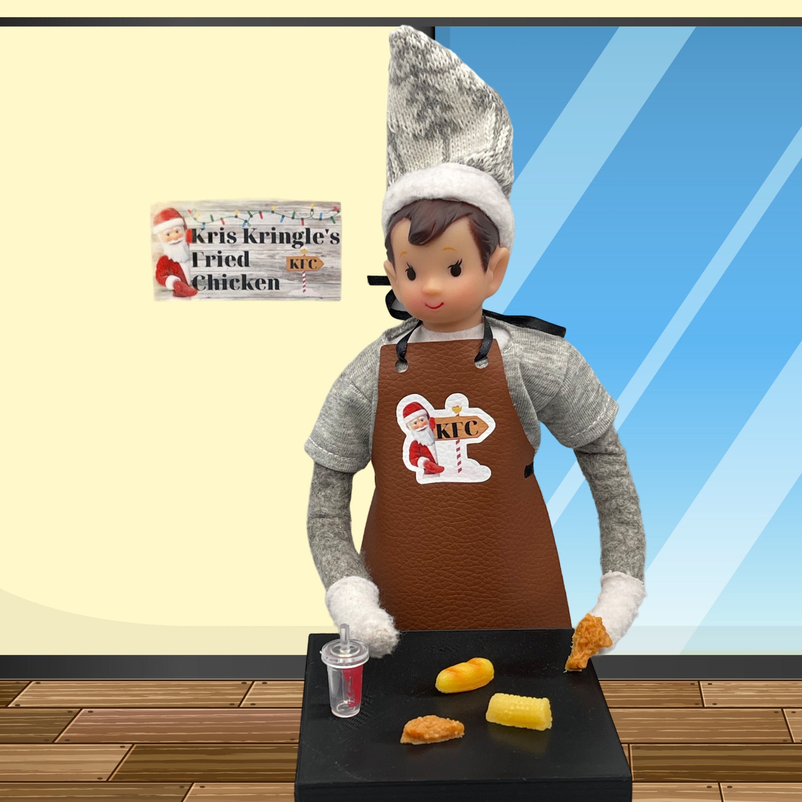 Kris Kringle Chicken Elf Set | Elf Apron | Apron for Elf | Elf Apron ...