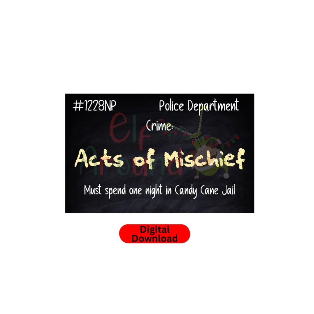 Elf Jail Sign Digital Download Naughty Elf Sign DIGITAL DOWNLOAD Elf ...