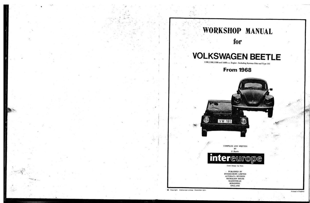Workshop Manual for Volkswagen Beetle From 1968 Service Manual 72 Pages ...