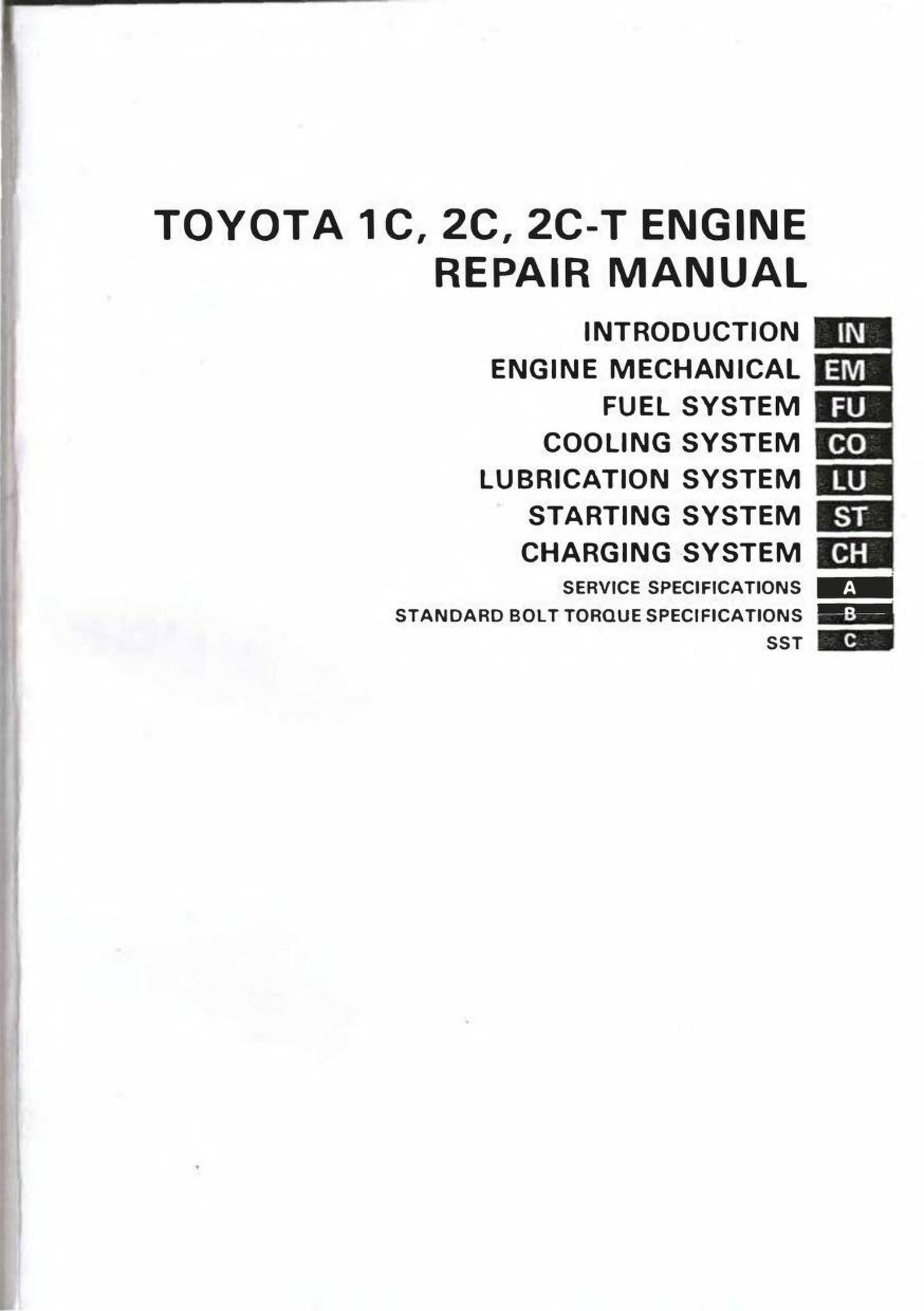 Toyota 1C, 2C, 2C-T Diesel Engine Repair Manual PDF - Etsy