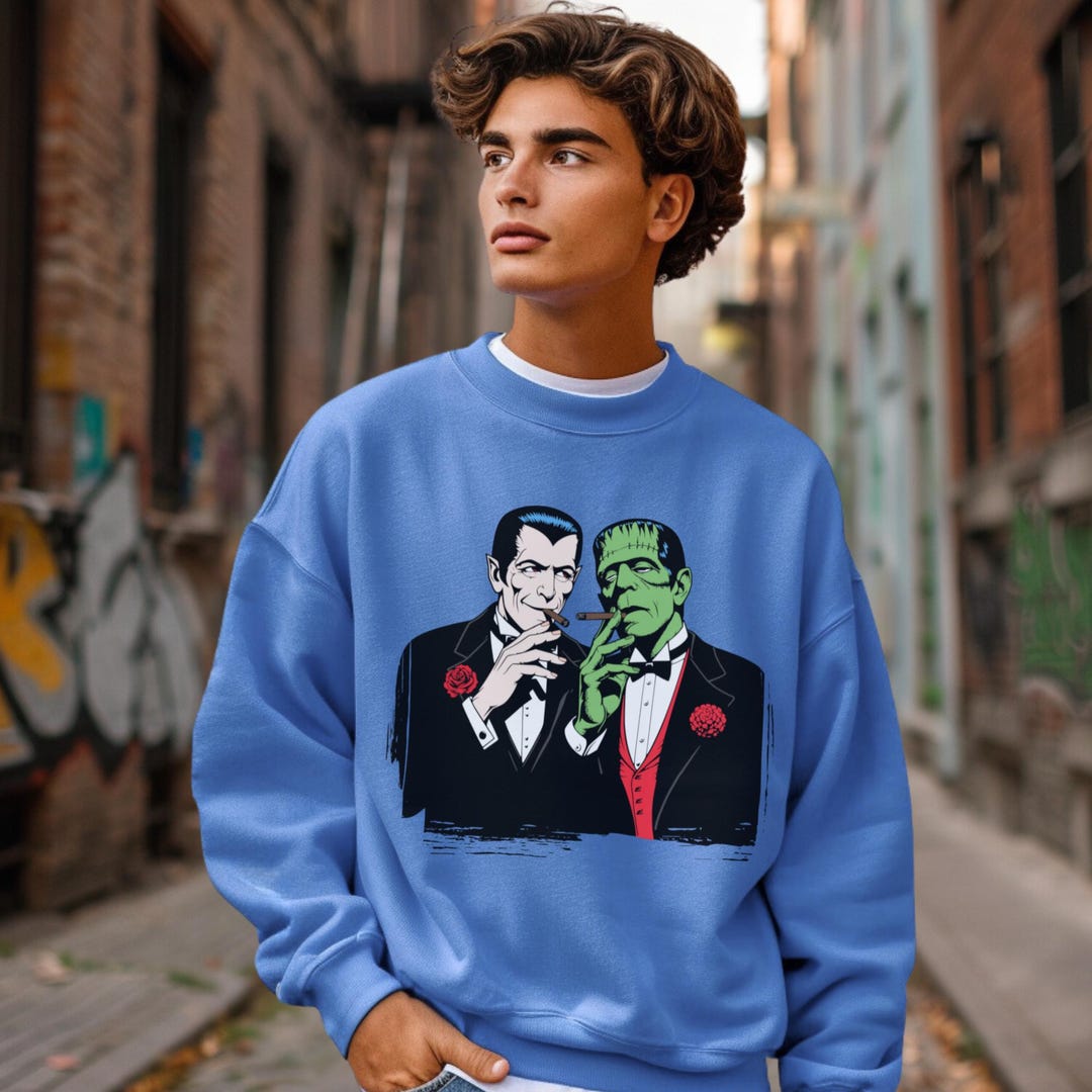 Horror-retro Vampire Lovers Smoking Halloween Smoking Top Frankenstein ...