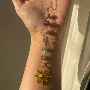 Sun Handmade Car Charm- Green and Purple -rearview Mirror Decor-cute ...