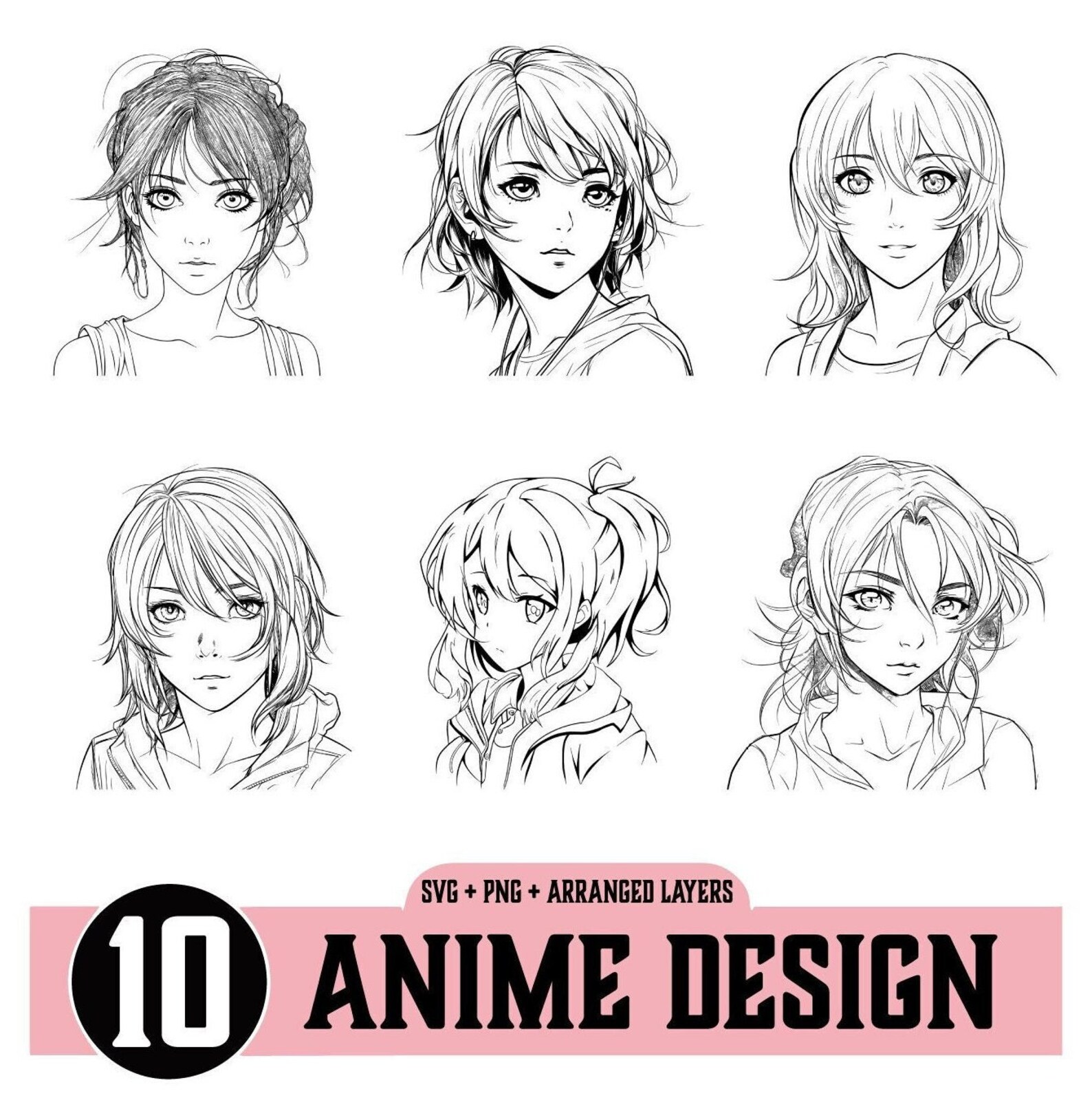 10 Anime Svg Bundle, Manga Svg, Girl Anime Draw, Anime Svg Design ...