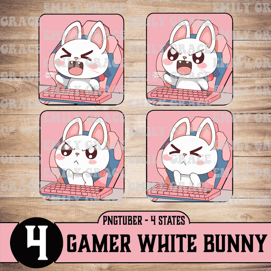 Gamer White Bunny Pngtuber | Cute Bunny | Streaming Avatar | Vtuber ...