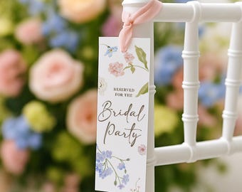 Floral Wedding Reserved Chair Sign – Personalized Tag With Textured ...