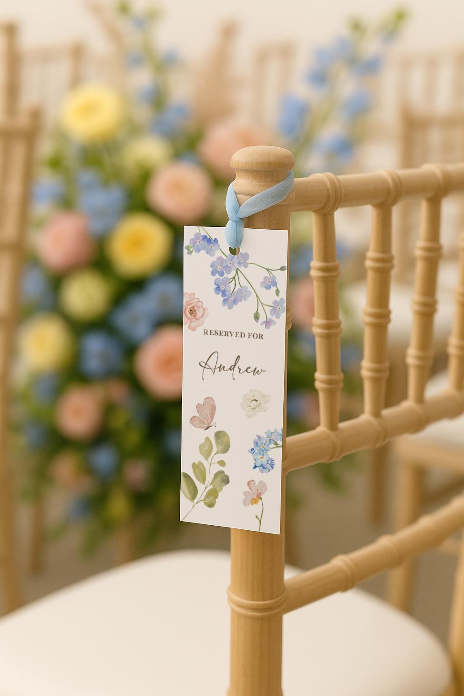 Floral Wedding Reserved Chair Sign – Personalized Tag With Textured ...