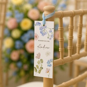 Floral Wedding Reserved Chair Sign – Personalized Tag With Textured ...
