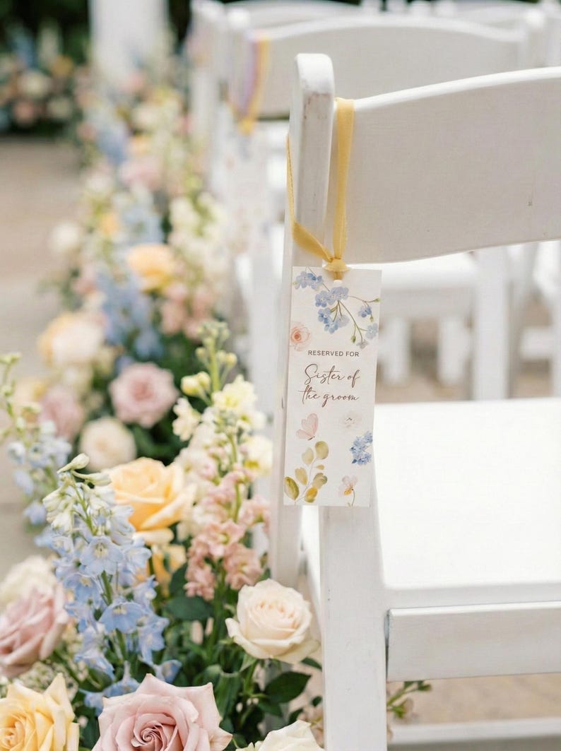 Reserved Chair Tags for Wedding – Row Reserve Aisle Seat Signs ...