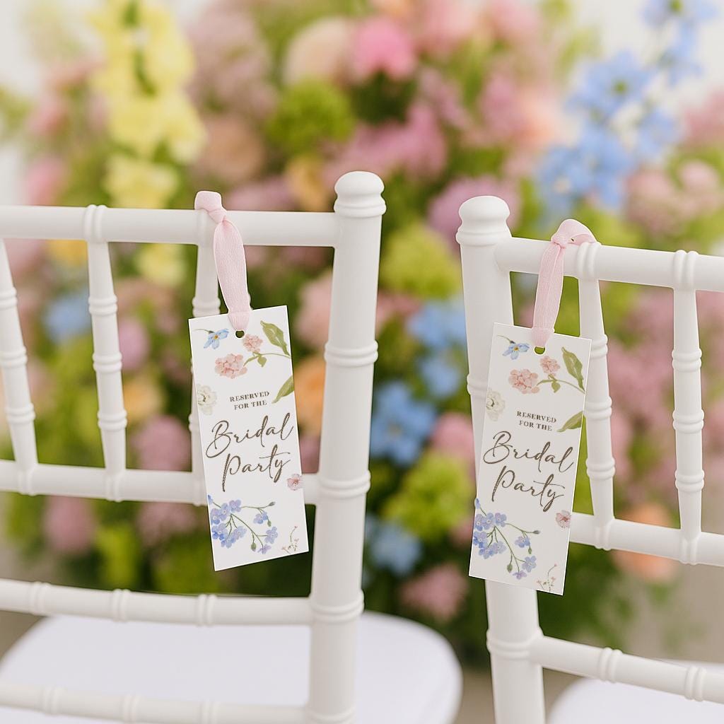 Personalised Reserved Chair Tags for Wedding – Bridal Party Aisle Seat ...