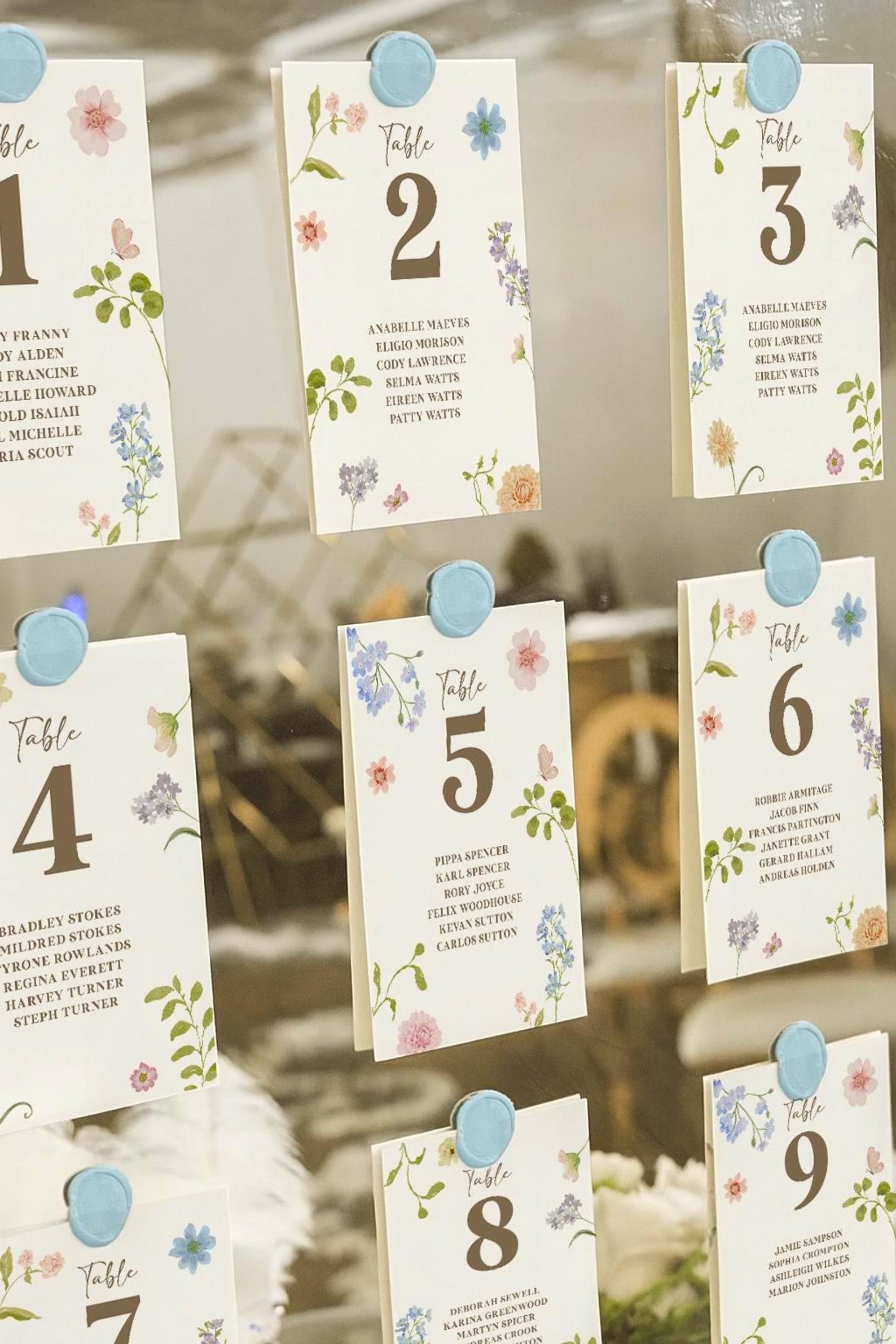 Floral Garden Table Number Seating Plan | Wildflower Wedding Table ...