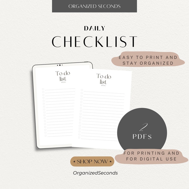 Minimalist to Do List Printable, Daily Planner, Printable & Fillable ...