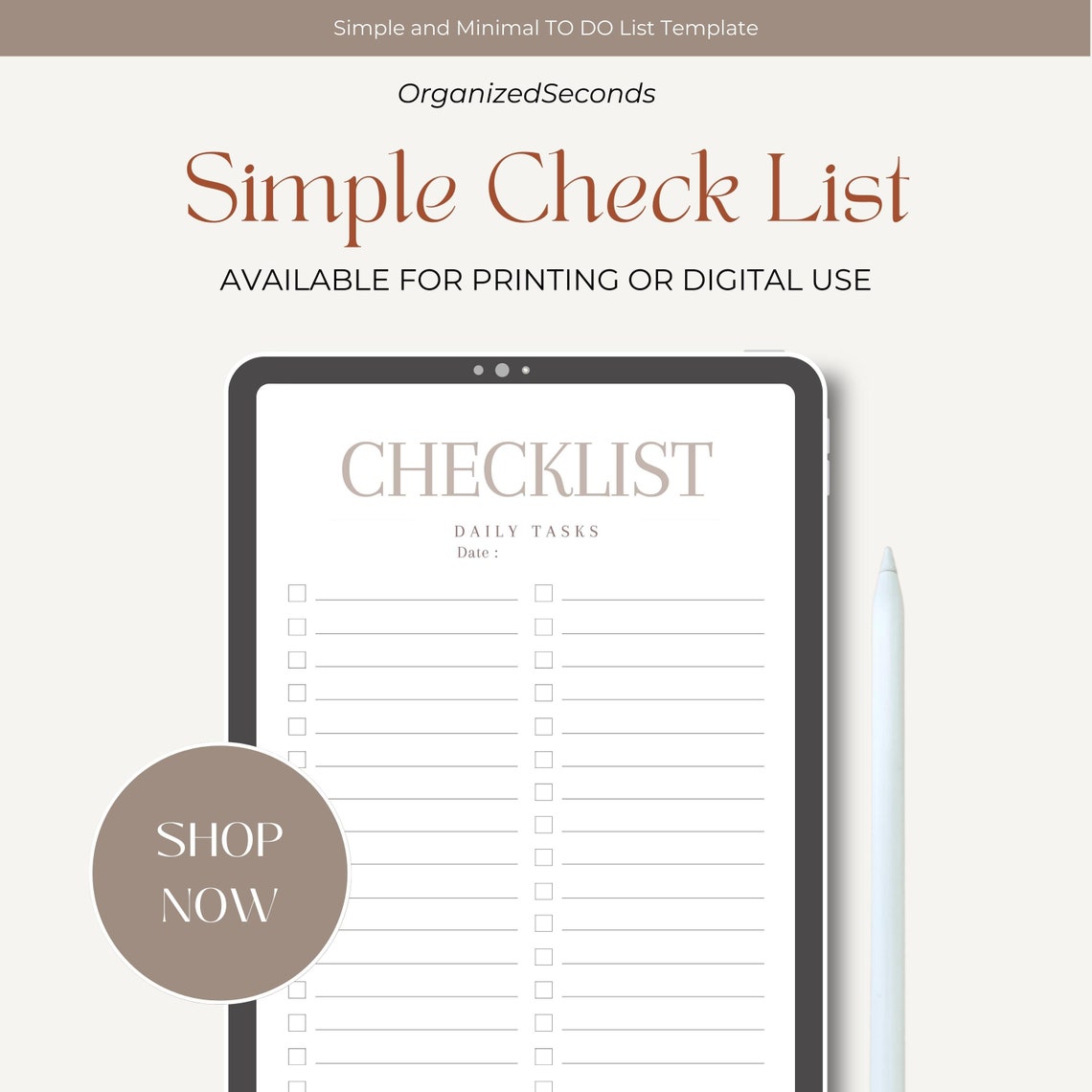 Daily Checklist Printable, Instant Download, Daily Schedule, Printable ...