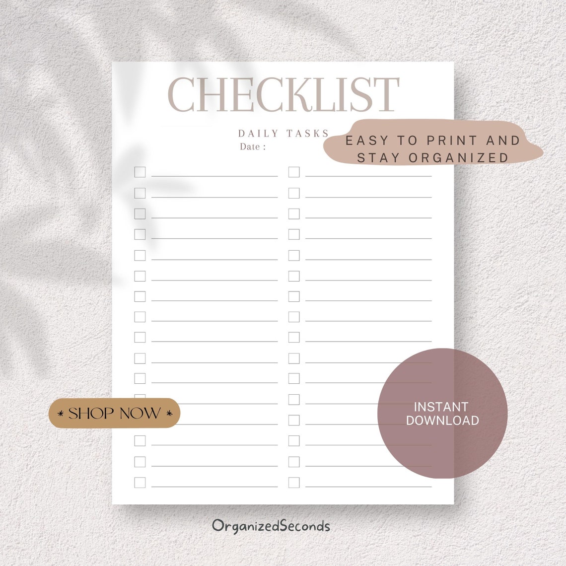 Daily Checklist Printable Instant Download Daily Schedule - Etsy