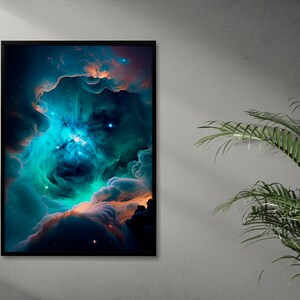 Aqua Space Nebula - Etsy