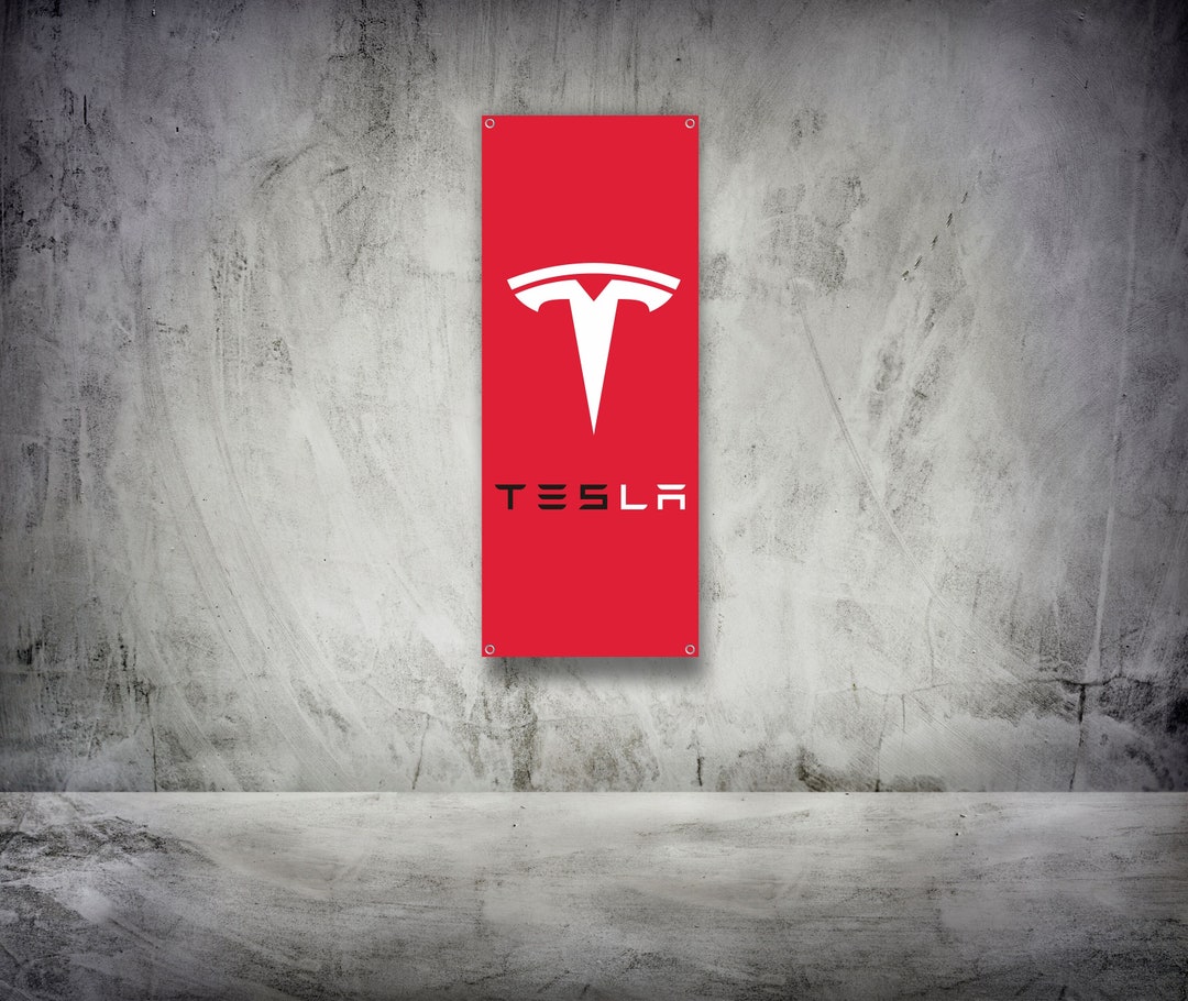 Tesla Logo Banner Vinly Garage Sign Office or Showroom - Etsy