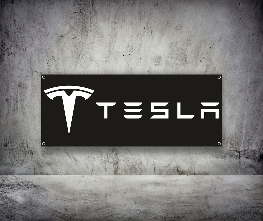 Tesla Logo Banner Vinly Garage Sign Office o Showroom Flag - Etsy España