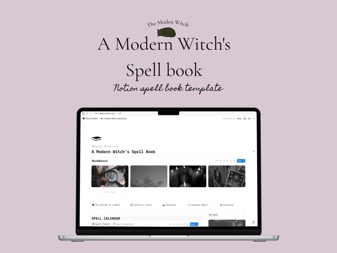 Modern Witch Notion Spell Book Template · Digital Grimoire · Witchcraft ...
