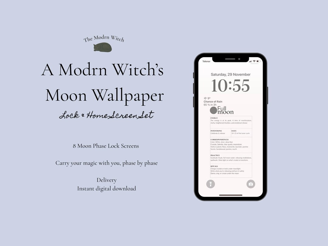 Modern Witch's Moon Backgrounds for Phones · Witchy Lock & Home Screen ...