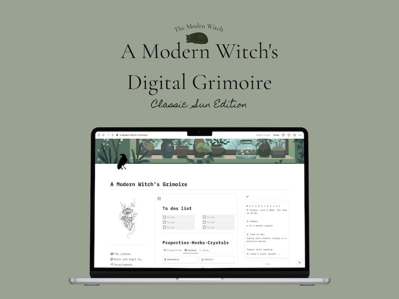 Modern Witch's Book of Shadows · Digital Grimoire · Notion Templet · Witchy Aesthetic · Spell ...