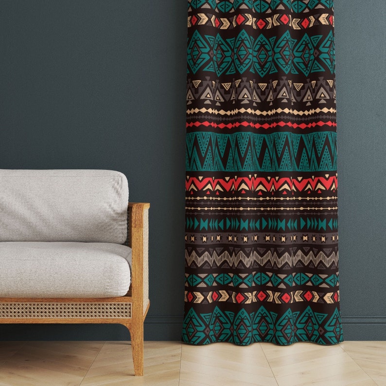 Retro Southwestern Window Curtains Aztec Seamless Style - Etsy UK