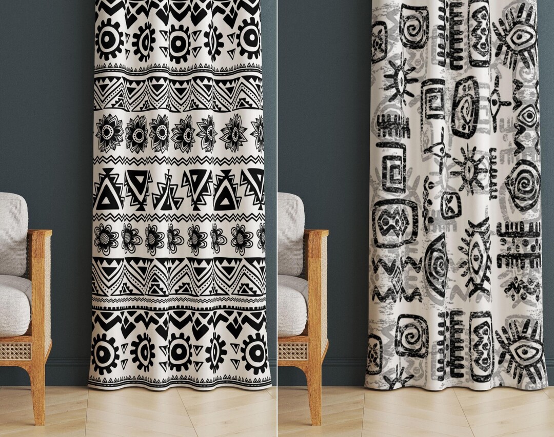 Ancient Symbols Motif Curtains, Mythological Window Valances, Sacred ...