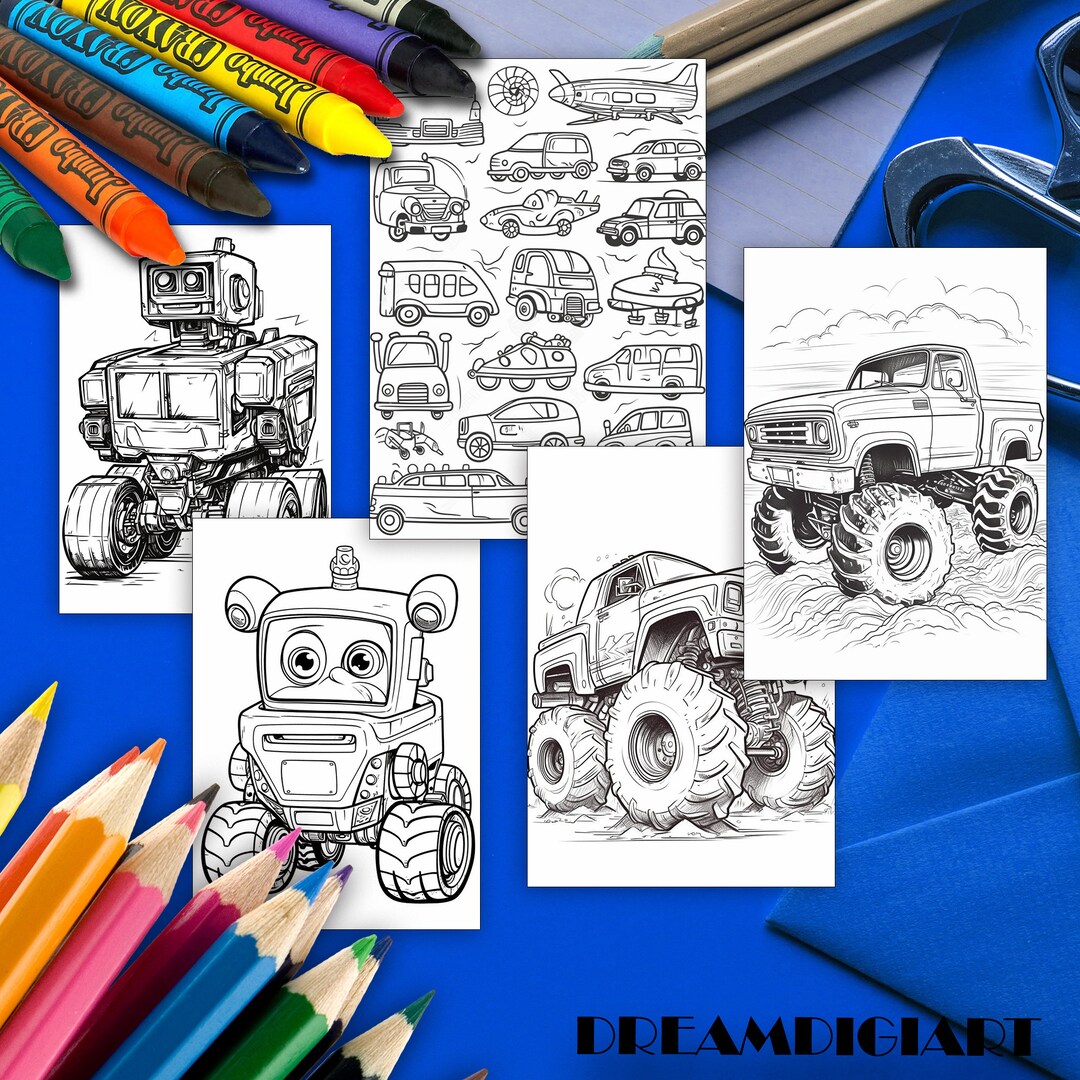Monster Truck Kids Coloring Page for Children Vector Download - Etsy