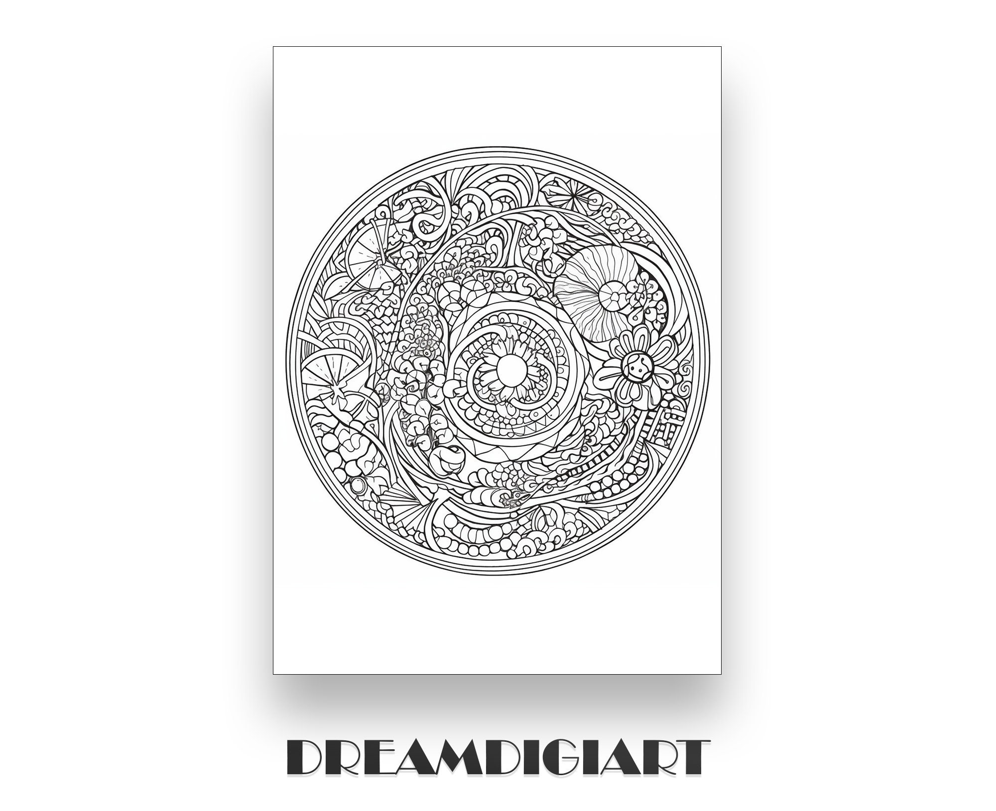Mandala Yarrow coloring page all age coloring page Mandala art - Etsy ...