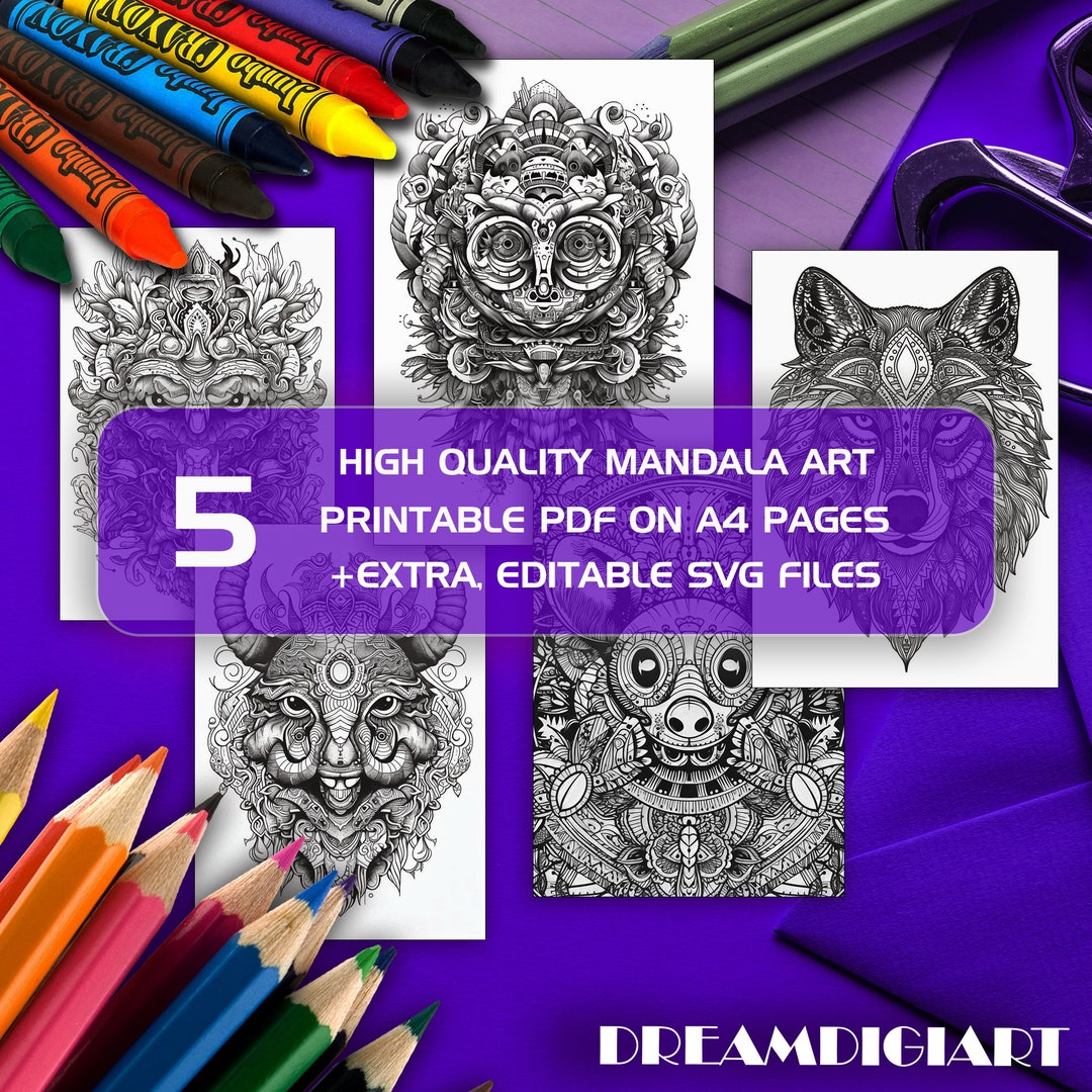 Mandala Creature Coloring Page for Kids and Adult Coloring - Etsy