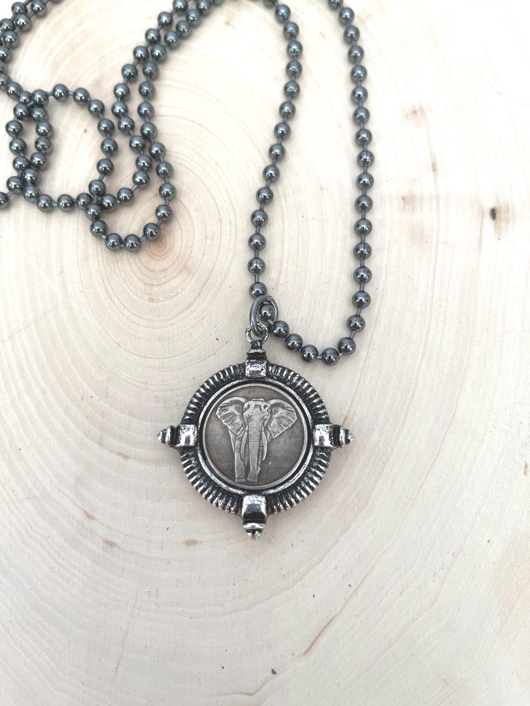 Necklace Elephant Medallion Coin With Ball-chain Chain, Custom Length ...