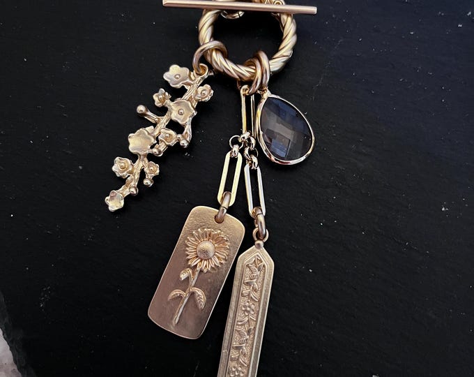 Paperclip Necklace Drop Charms Compass Flower Floral Crystal Custom ...