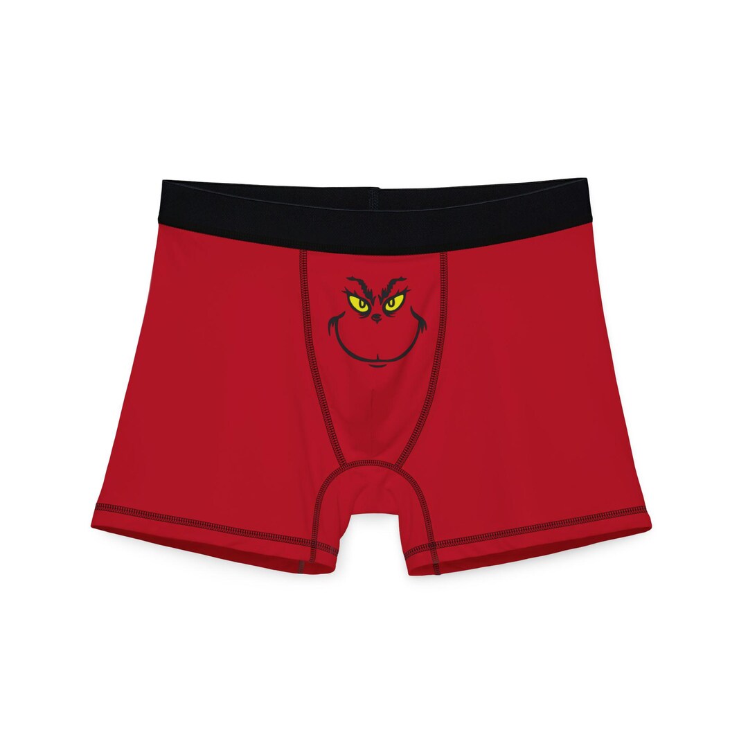 Grinch Face Men's Boxer Briefs, Funny Christmas Underwear - Etsy