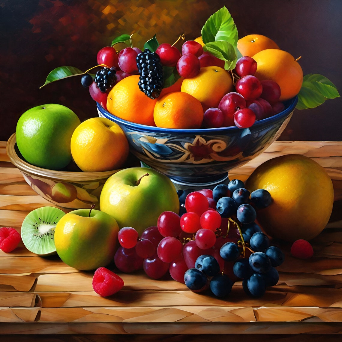 Digital Still Life Fruit Bowl Painting _V1_AI Genetated - Etsy