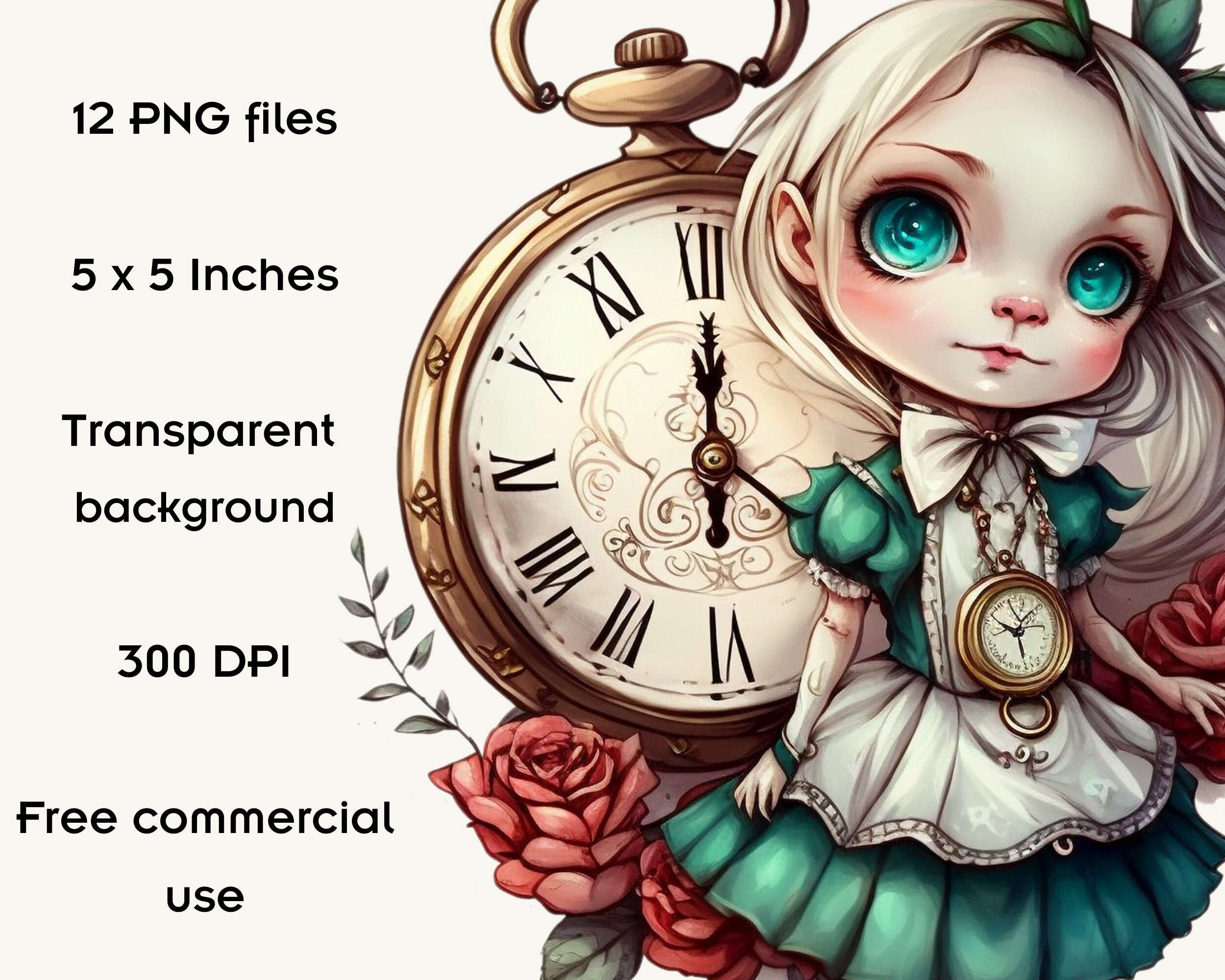 Alice in Wonderland Clipart Bundle 12 Pngs Transparent - Etsy
