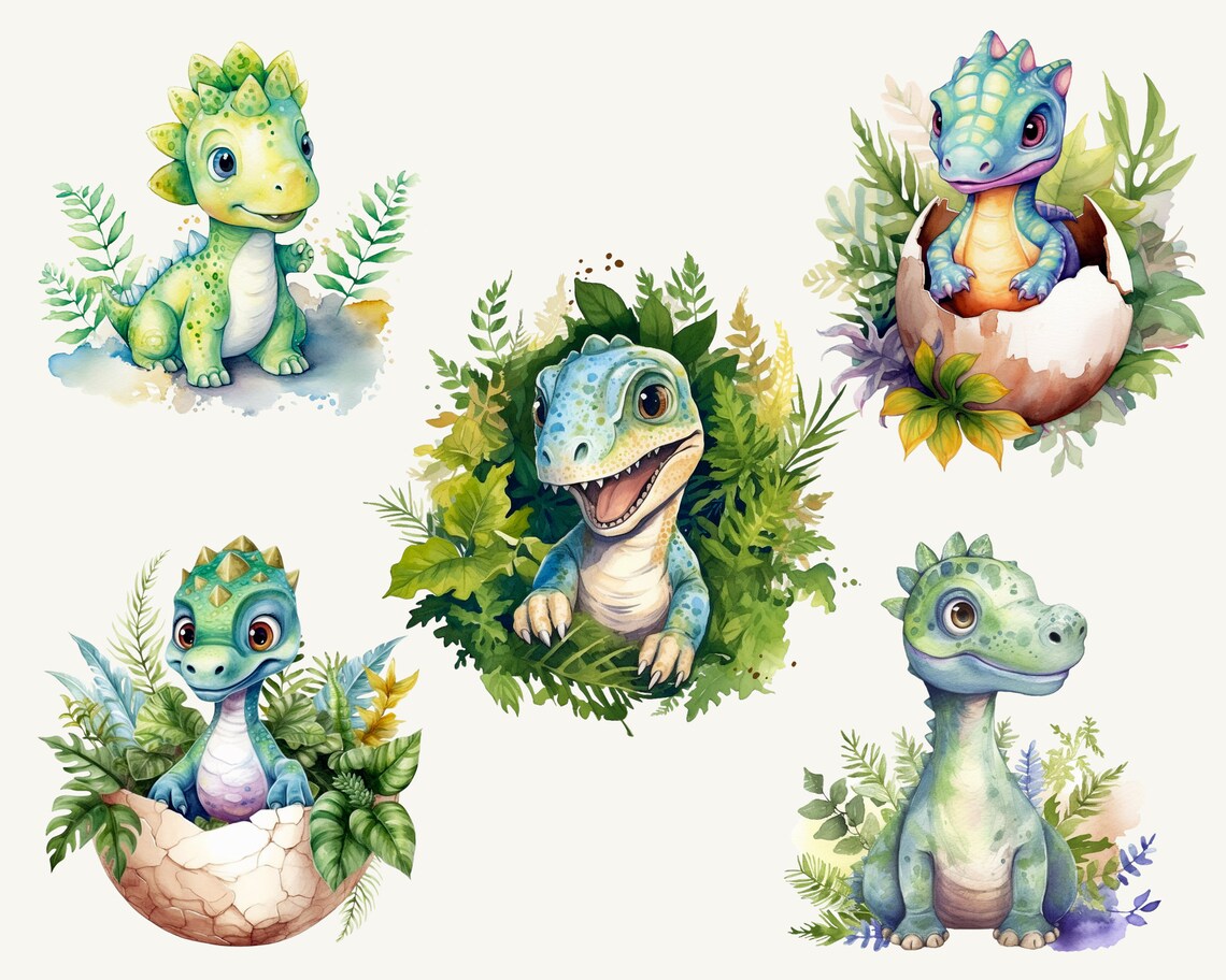 Baby Dinosaurs Clipart Bundle 10 Pngs Transparent - Etsy