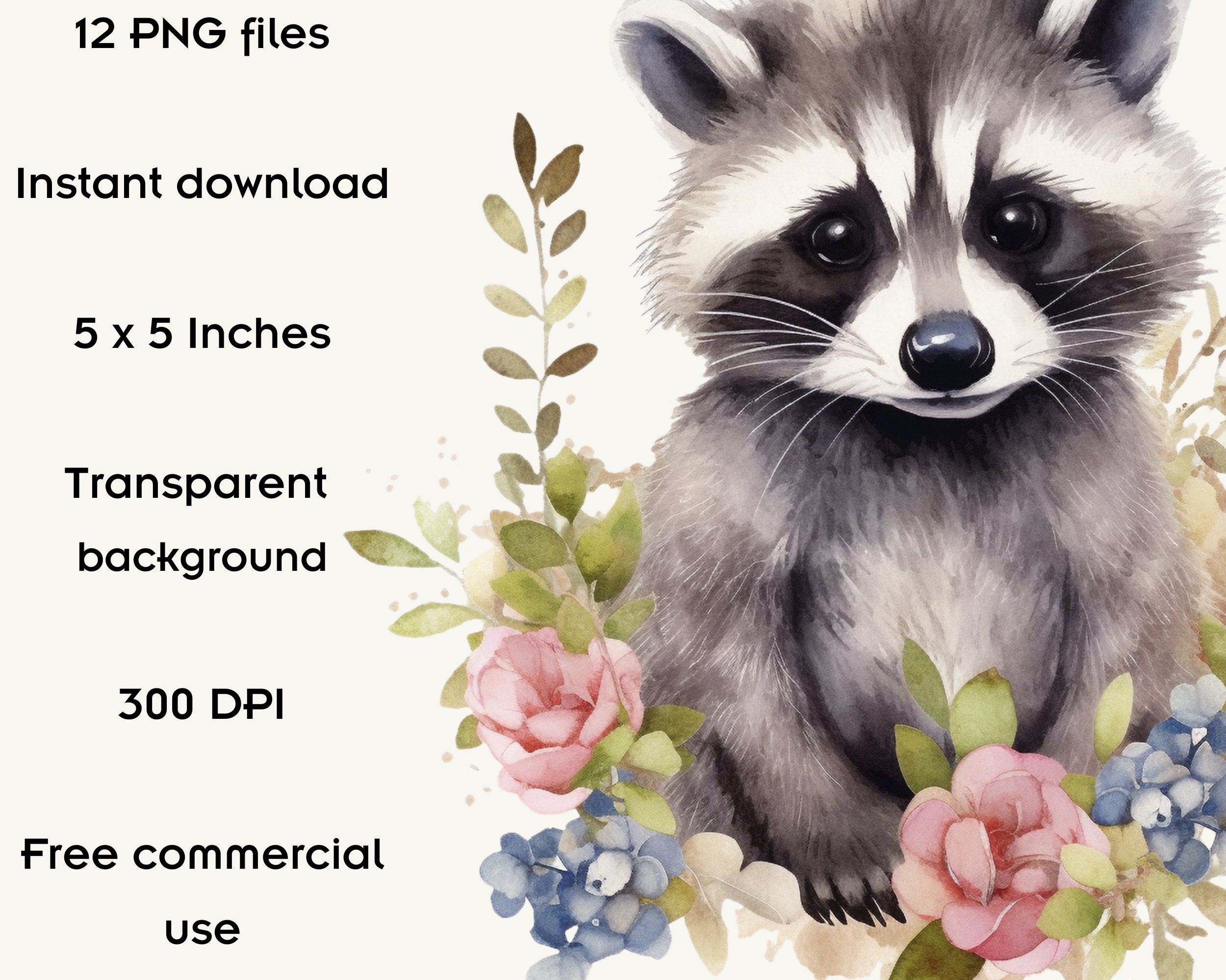 Woodland Animals Watercolor Clipart Bundle, 12 Pngs, Transparent ...