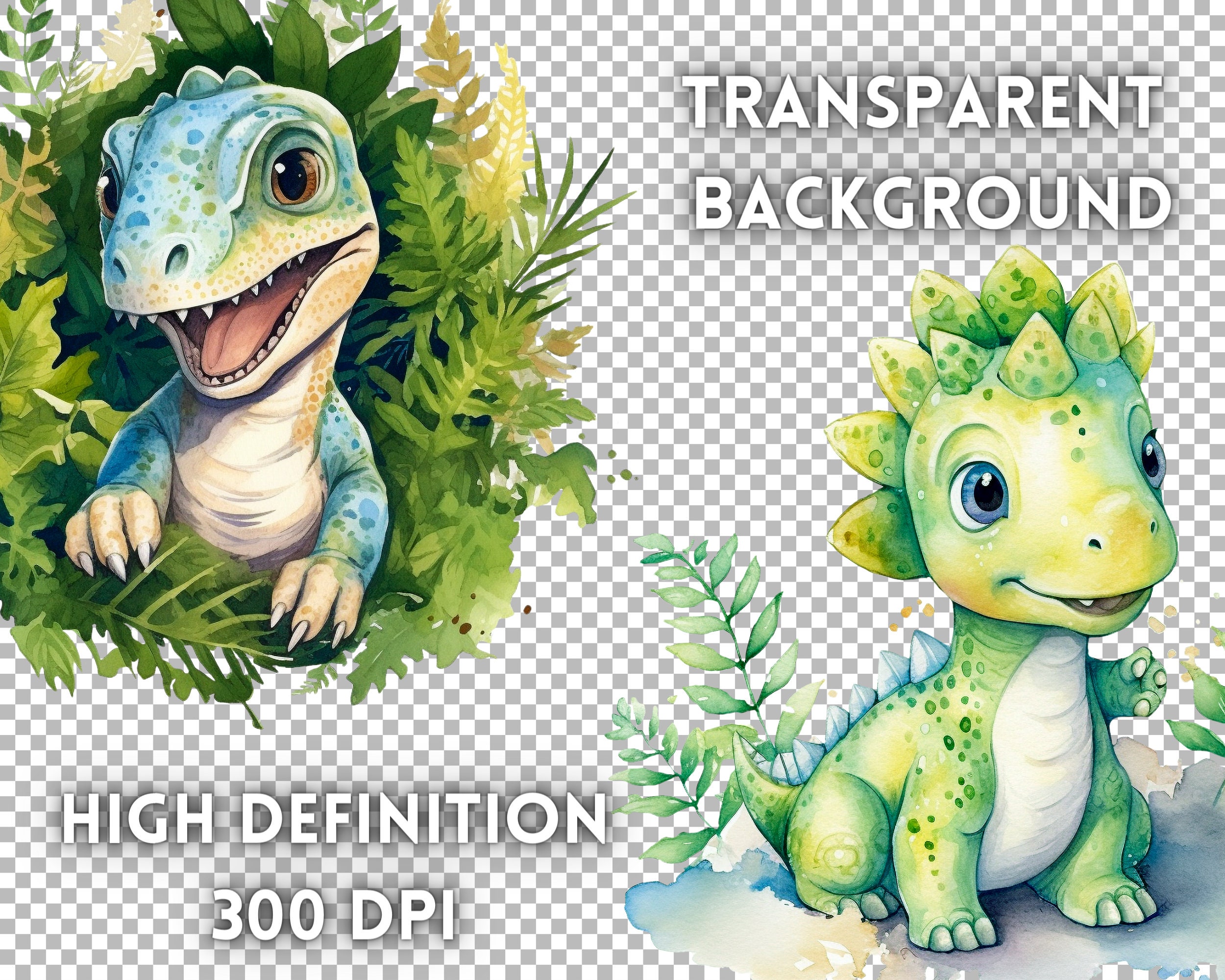 Baby Dinosaurs Clipart Bundle, 10 Pngs, Transparent Background ...