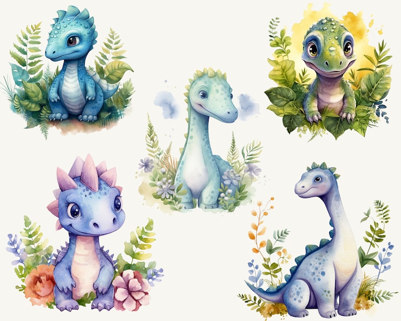 Baby Dinosaurs Clipart Bundle 10 Pngs Transparent - Etsy