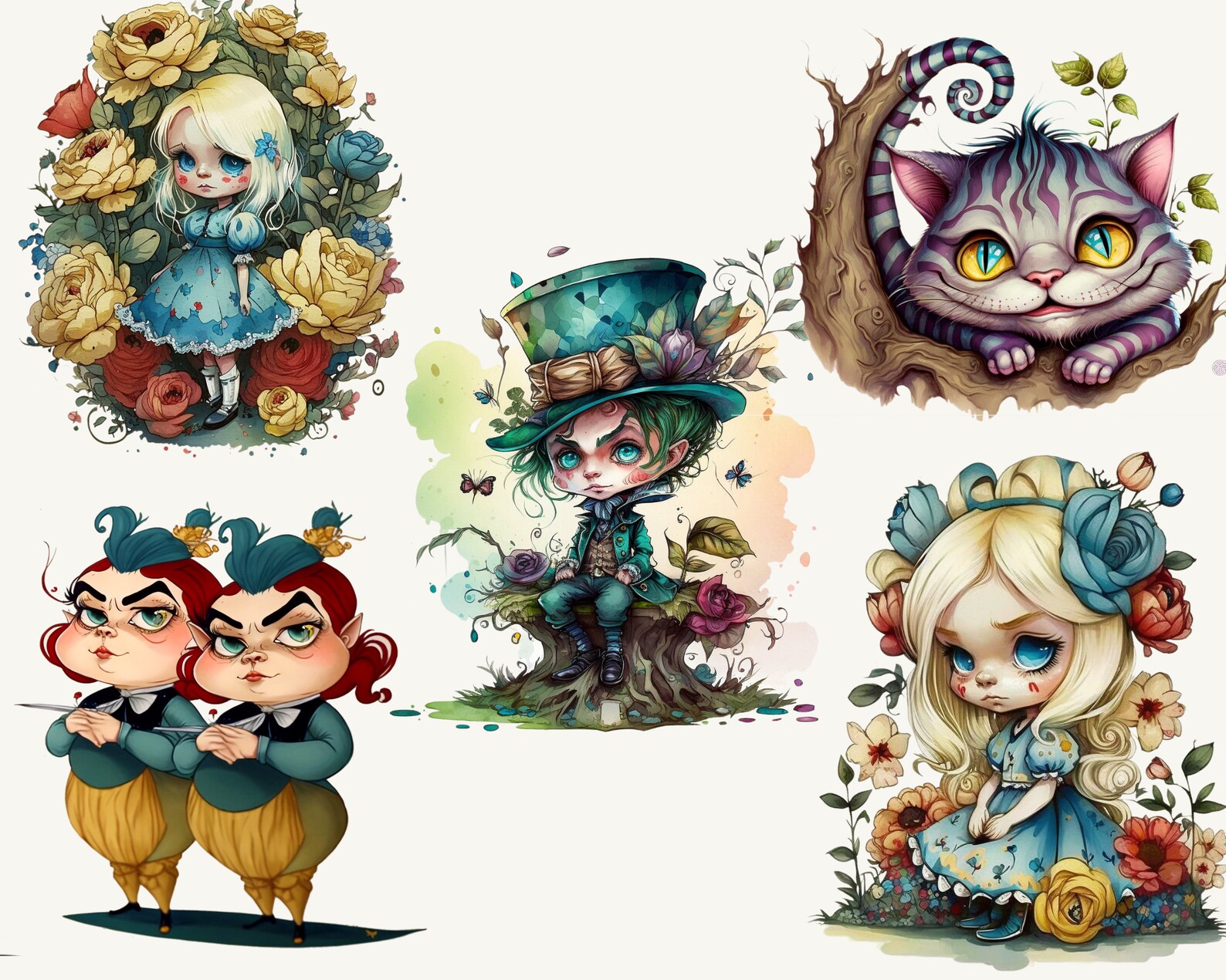 Alice in Wonderland Clipart Bundle 12 Pngs Transparent - Etsy
